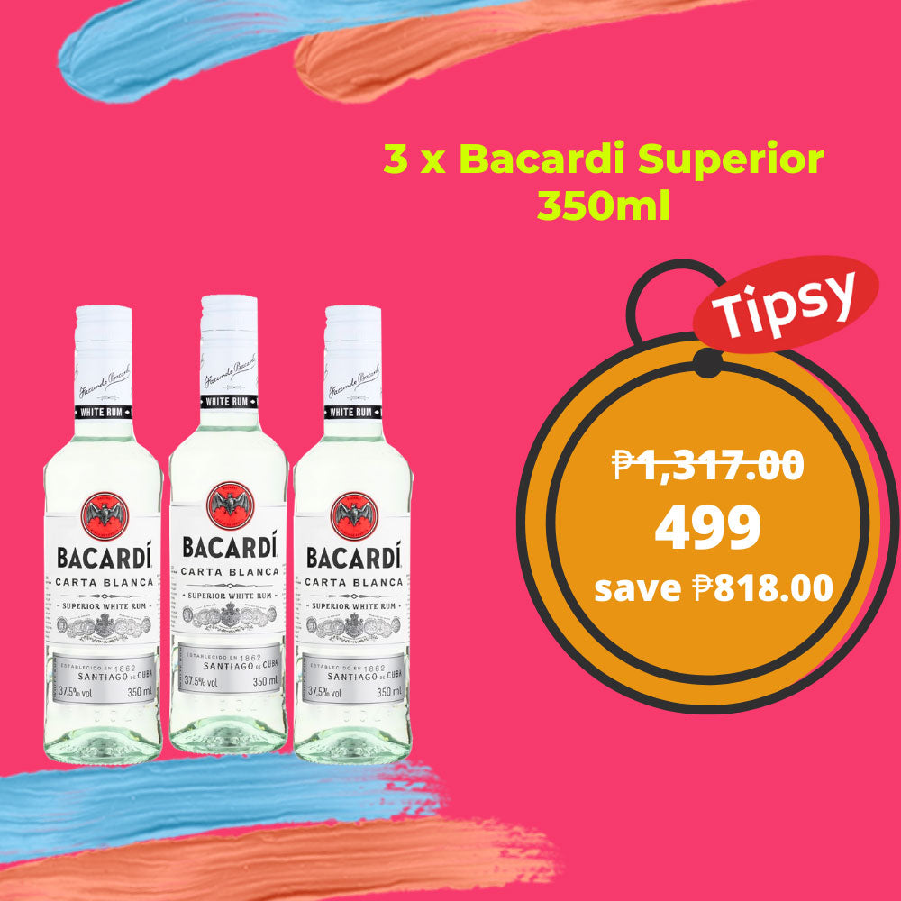3 x Bacardi Superior 350ml – Tipsy