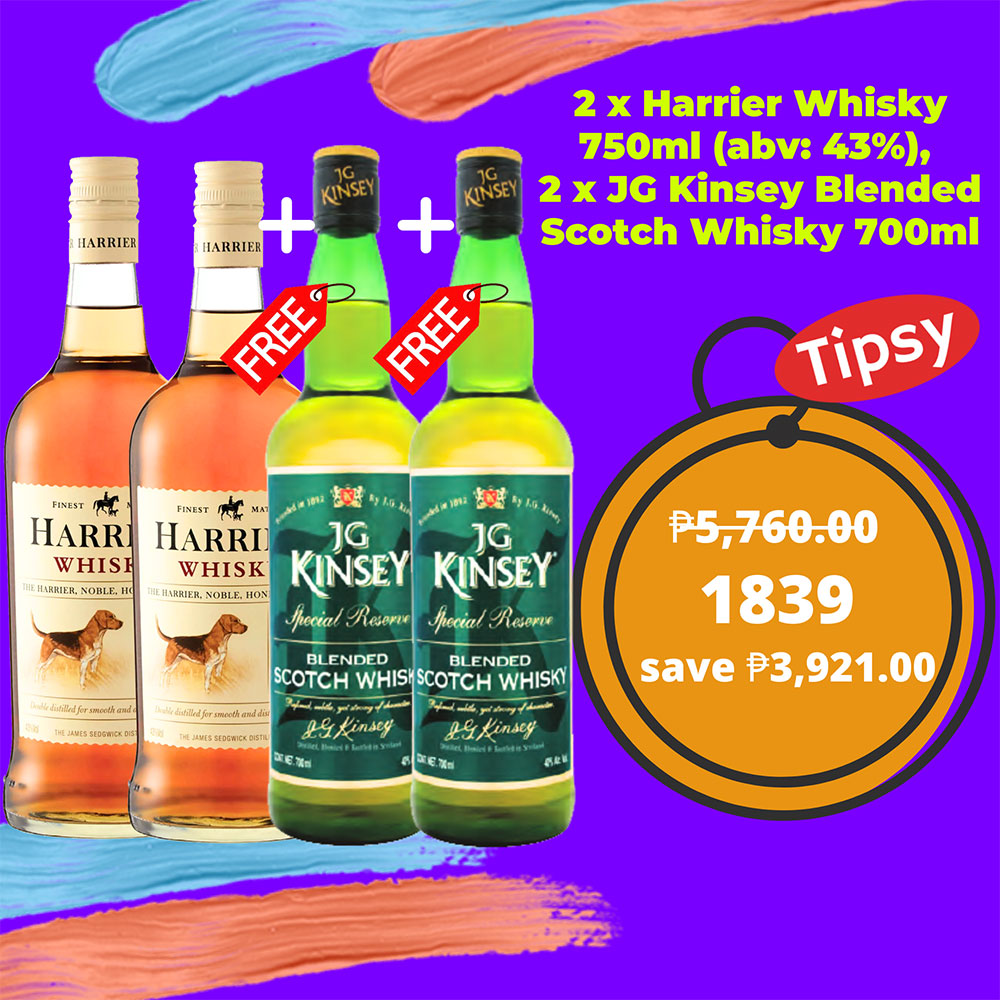 2 x Harrier Whisky 750ml (abv: 43%), 2 x JG Kinsey Blended Scotch Whis ...