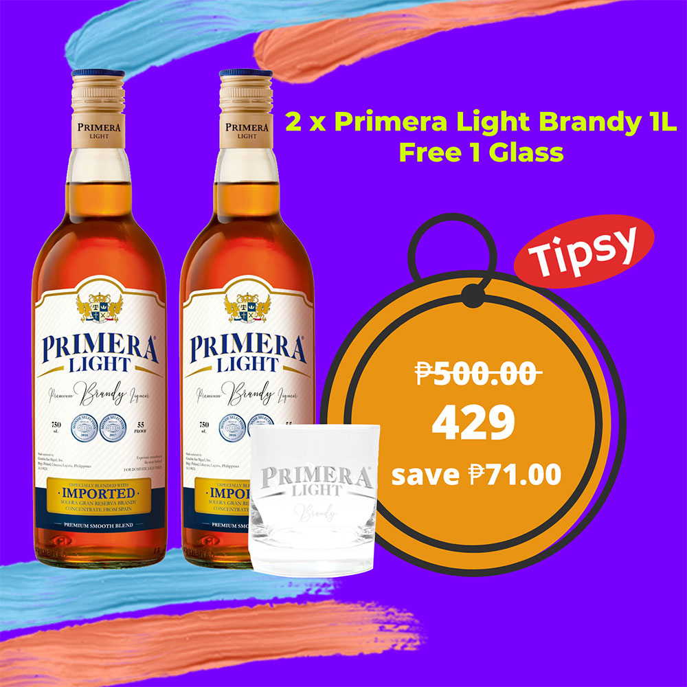 2 x Primera Light Brandy 1L Free 1 Glass – Tipsy