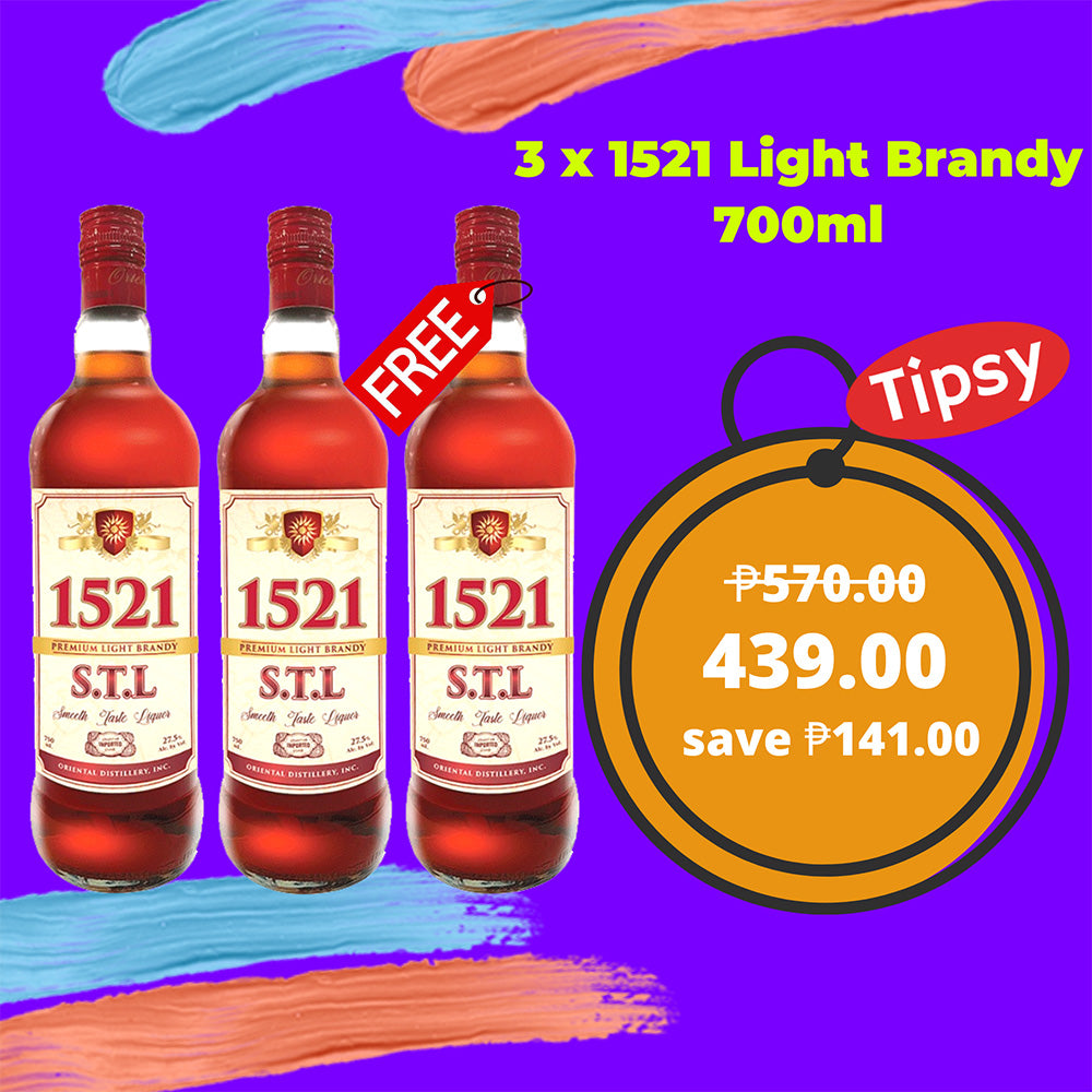 3 x 1521 Light Brandy 700ml – Tipsy