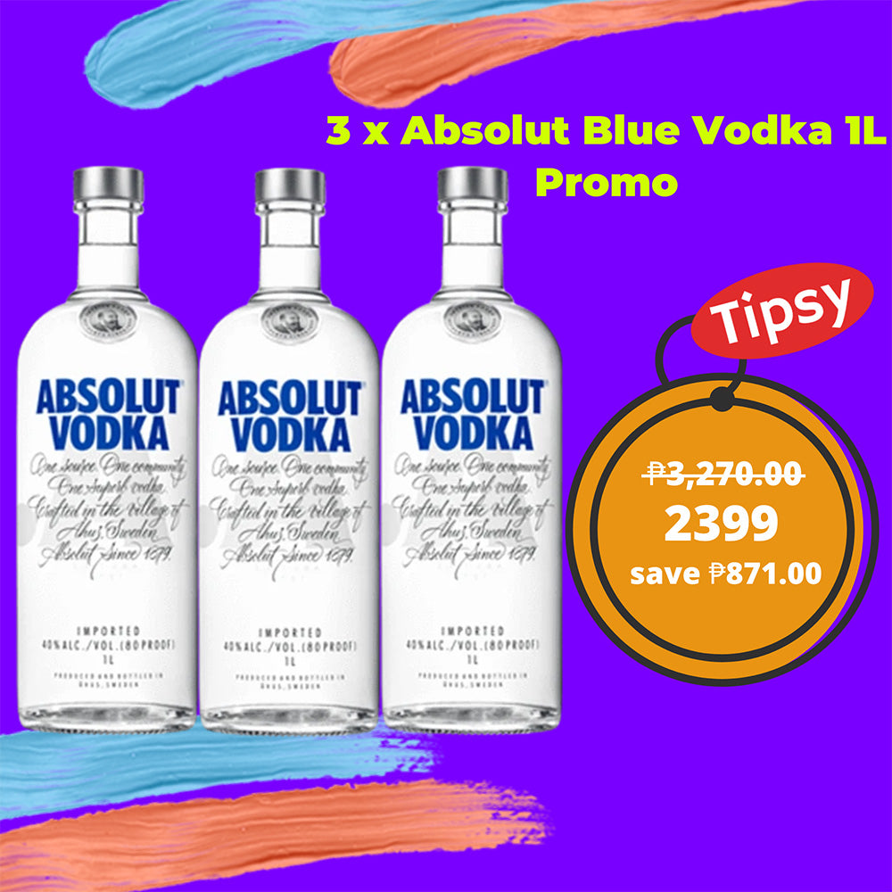 3 x Absolut Blue Vodka 1L Promo – Tipsy