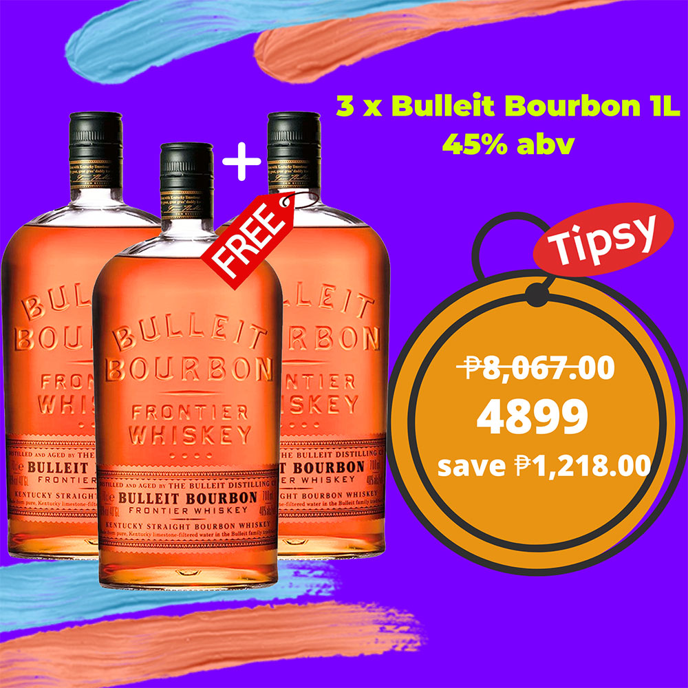 3 x Bulleit Bourbon 1L 45% abv – Tipsy