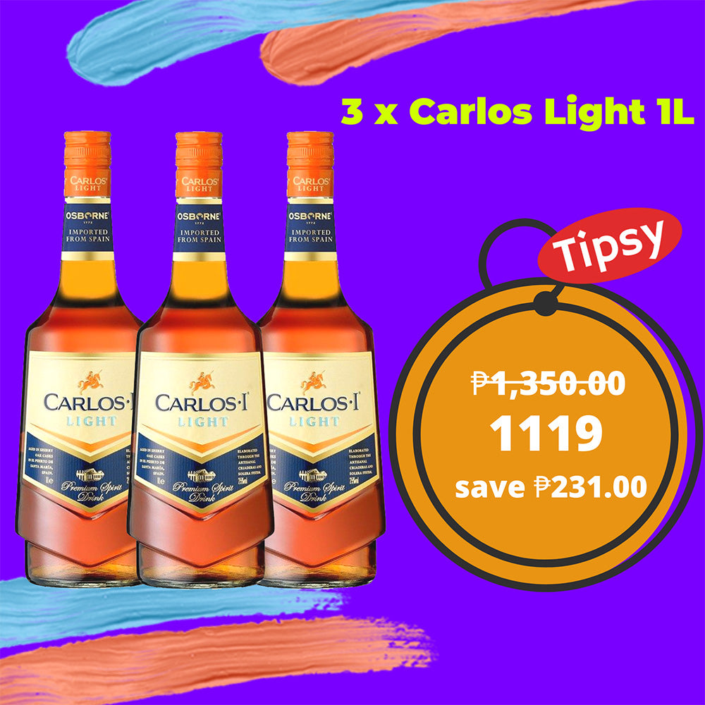 3 x Carlos Light Brandy 1L – Tipsy