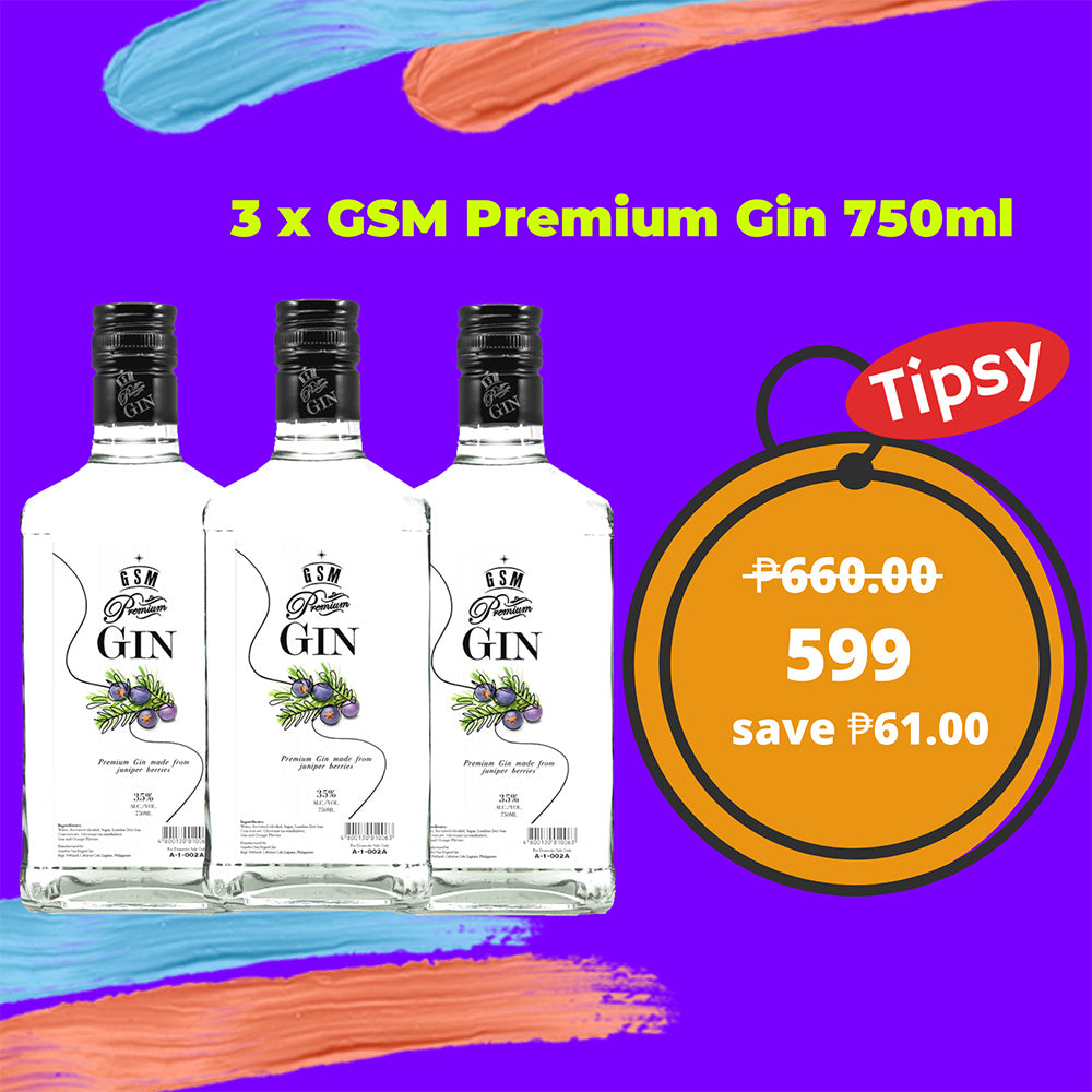 3 x GSM Premium Gin 750ml – Tipsy