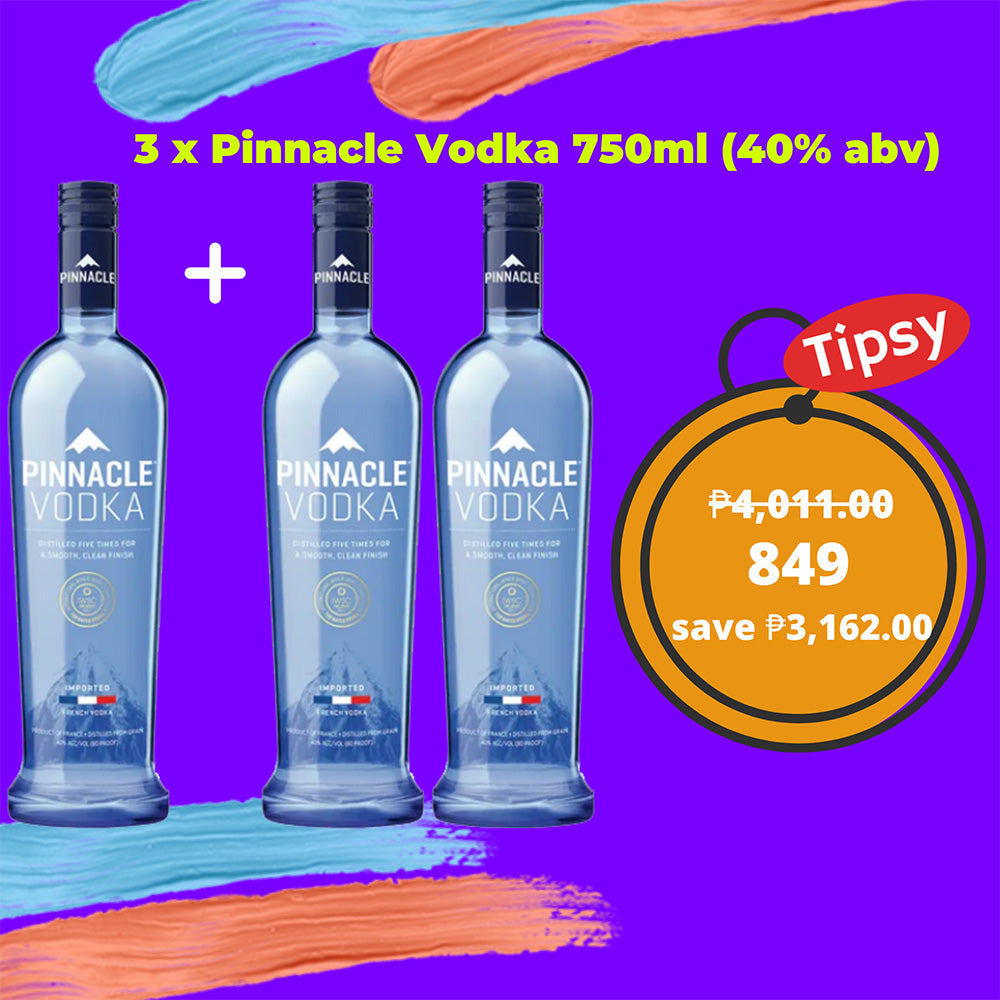 3 x Pinnacle Vodka 750ml (40% abv) – Tipsy