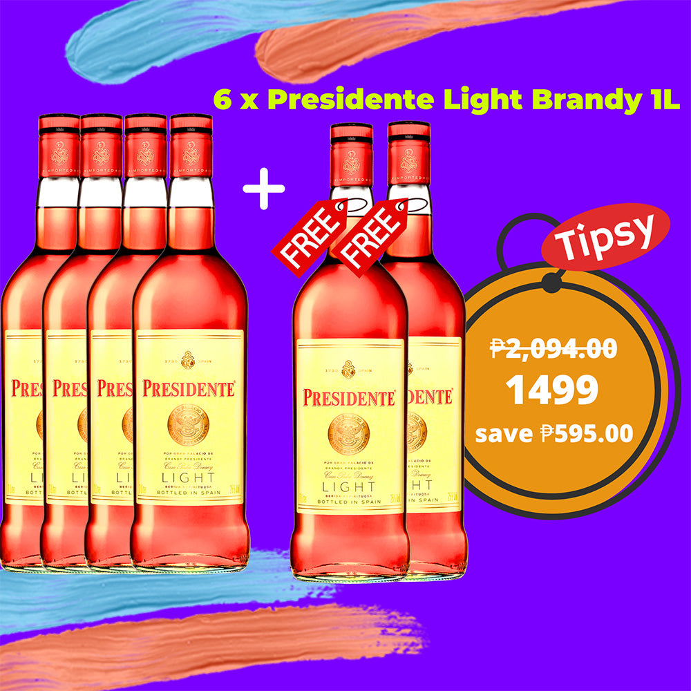 6 x Presidente Light Brandy 1L – Tipsy