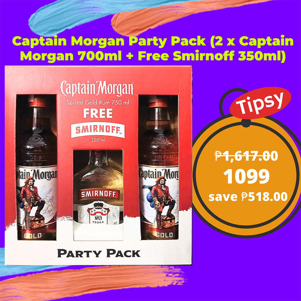 Captain Morgan Party Pack (2 x Captain Morgan 700ml + Free Smirnoff 35 ...