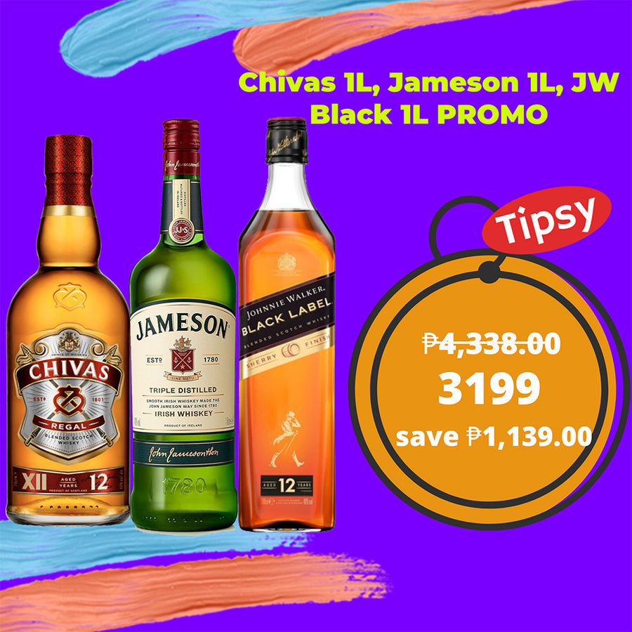 Chivas Regal 1L, Jameson 1L, Johnnie Walker Black Label 1L (Promo) – Tipsy