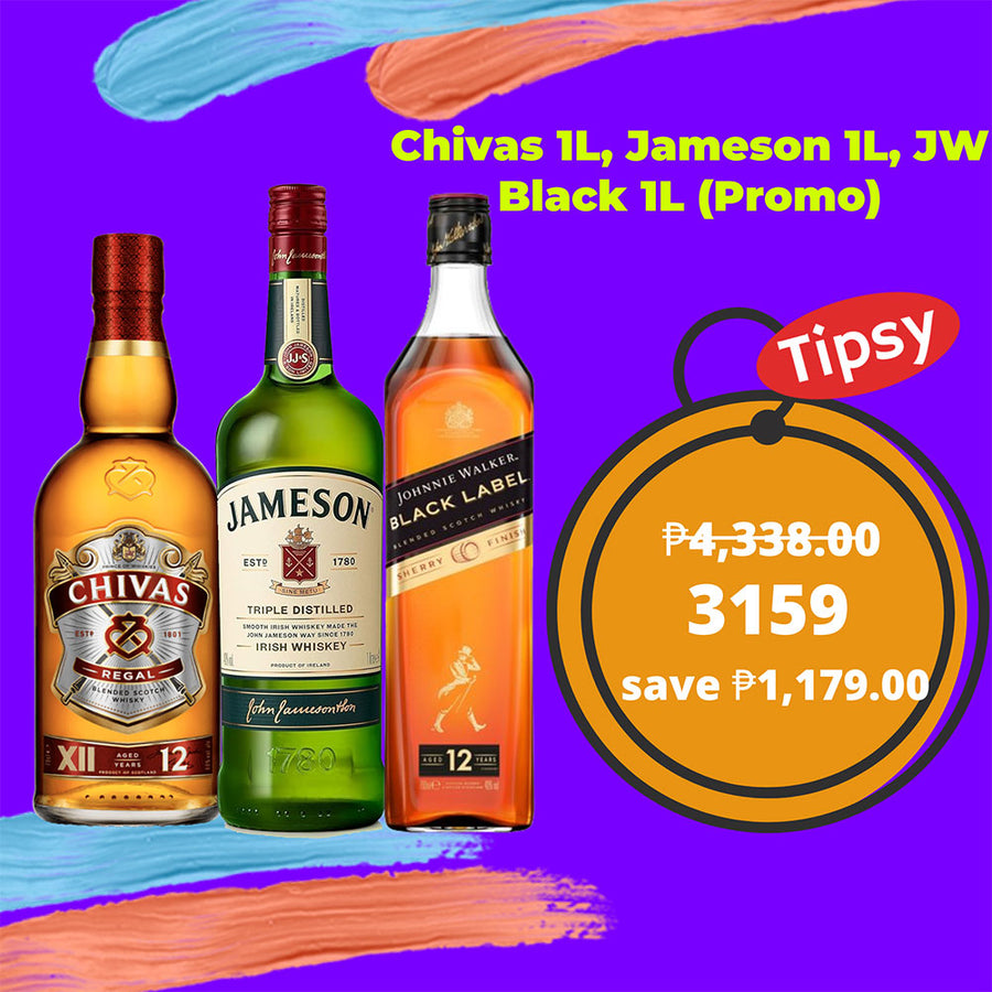 Chivas Regal 1L, Jameson 1L, Johnnie Walker Black Label 1L (Promo) – Tipsy