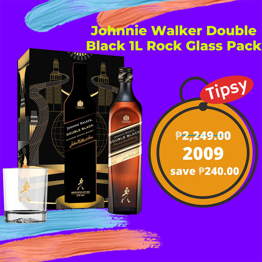 Johnnie Walker Double Black 1L Rock Glass Pack – Tipsy