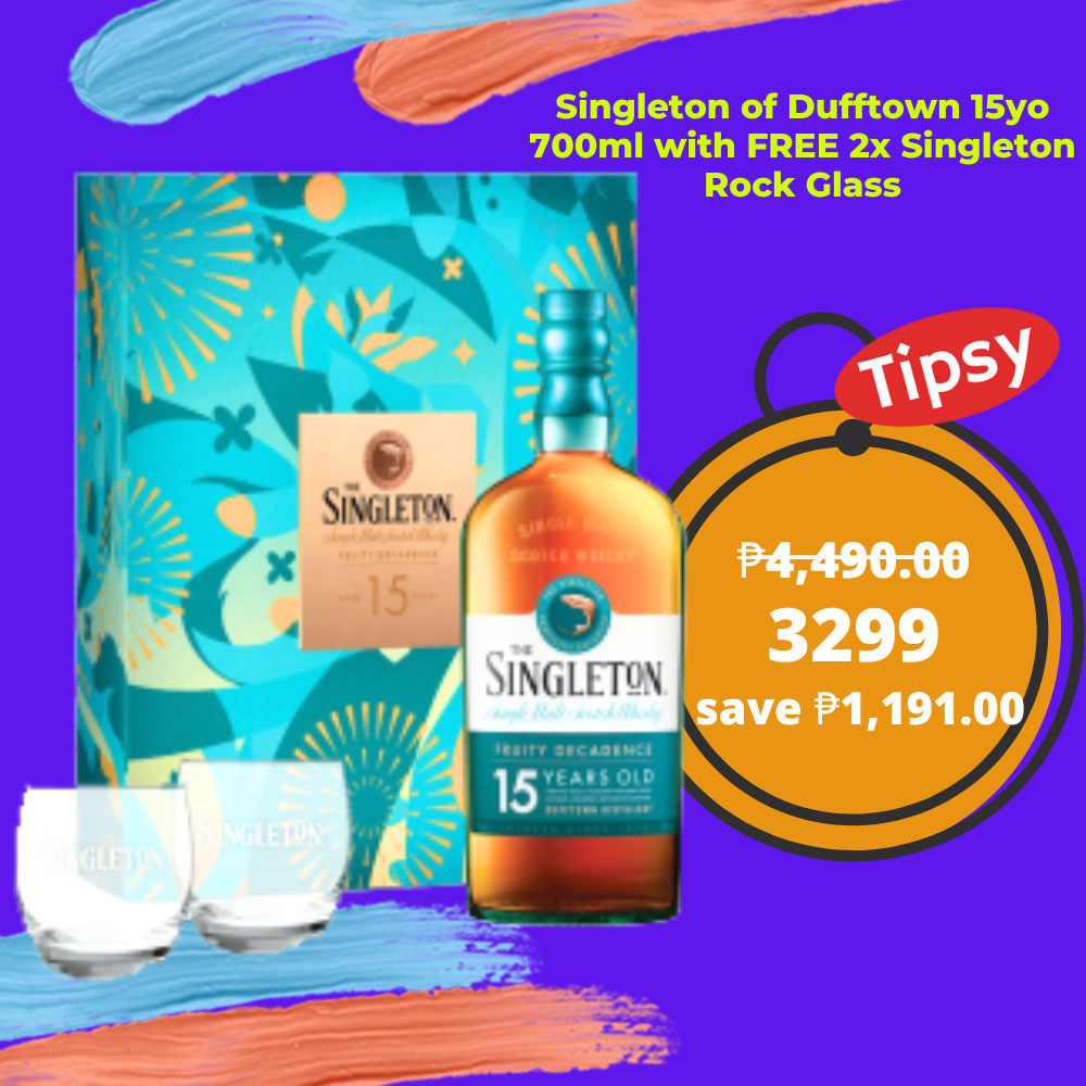 Singleton of Dufftown 15yo 700ml with FREE 2x Singleton Rock Glass – Tipsy