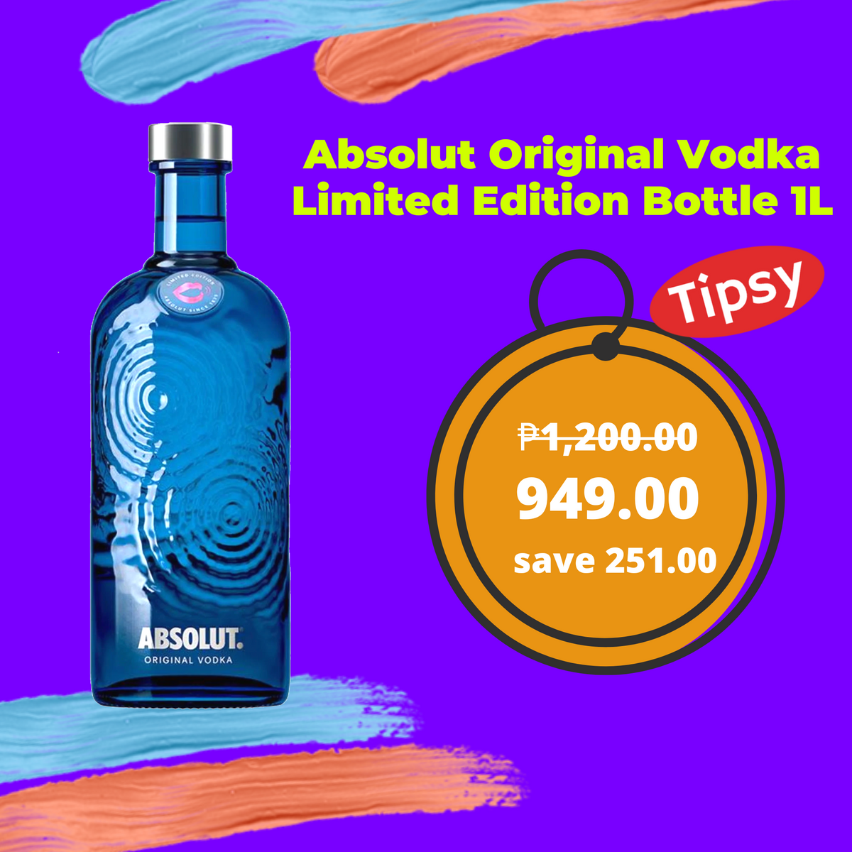 Absolut Original Vodka Limited Edition Bottle 1L – Tipsy